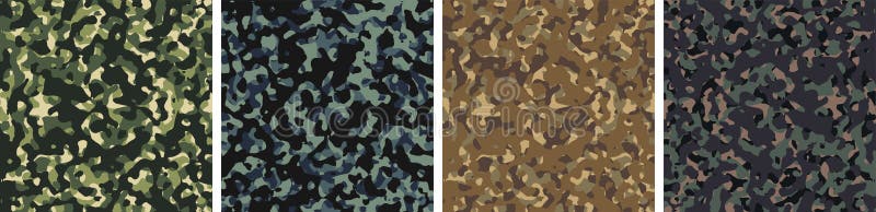 4 Camouflage Background Set Pattern Design Vector Illustration Army ...