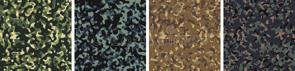 4 Camouflage Background Set Pattern Design Vector Illustration Army ...