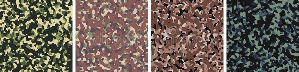 4 Camouflage Background Set Pattern Design Vector Illustration Army ...