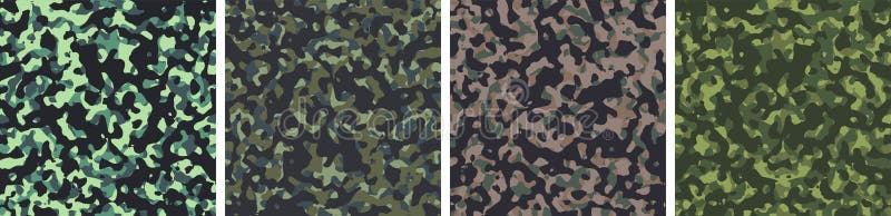 4 Camouflage Background Set Pattern Design Vector Illustration Army ...