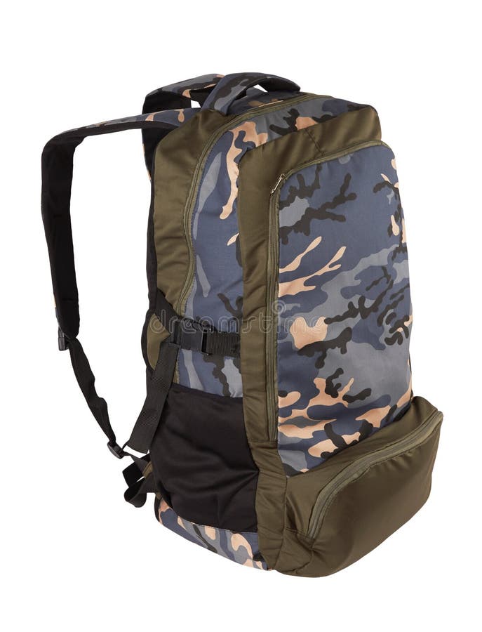 Camouflage Backpack on White Stock Image - Image of sandy, marsh: 253448815