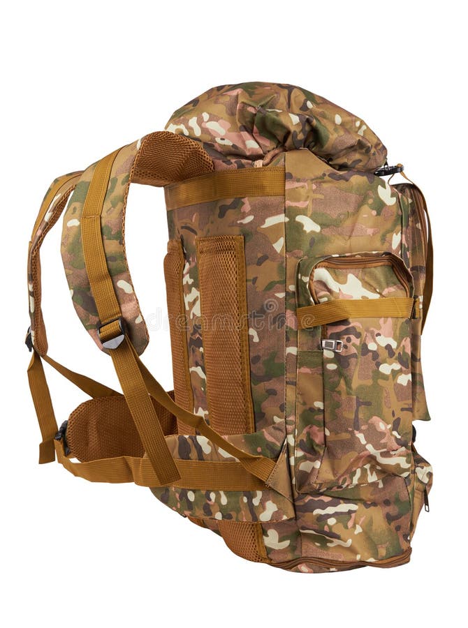 Camouflage Backpack on White Stock Image - Image of green, backpack ...