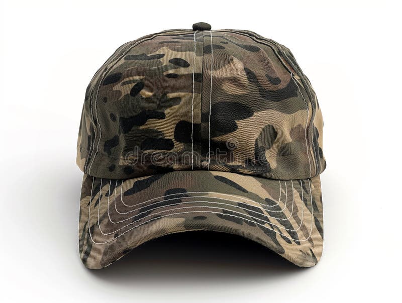 Camouflage Baseball Cap Front View Isolated on White Background Stock ...
