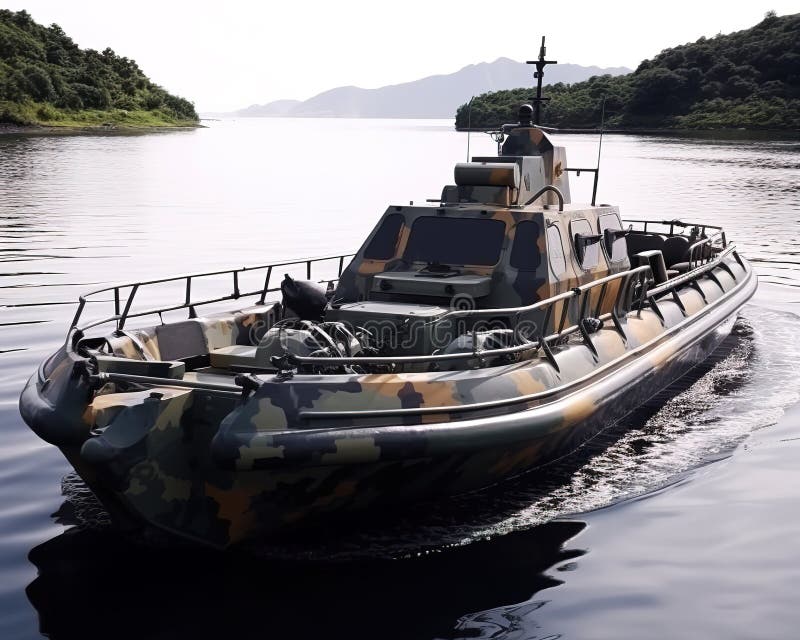 Camouflage Boat in Military Khaki Stock Image - Image of special, ship ...