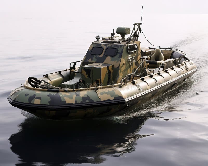 Camouflage Boat in Military Khaki Stock Photo - Image of marine ...