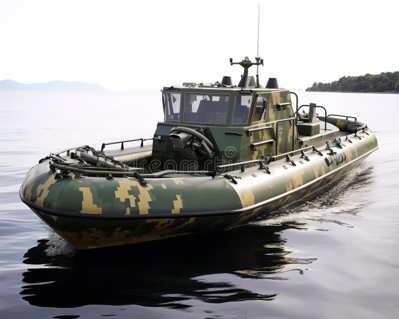 Camouflage Boat in Military Khaki Stock Illustration - Illustration of ...