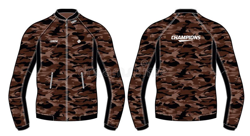 Camouflage Bomber Jacket Design Template in Vector, Racer Jacket with ...