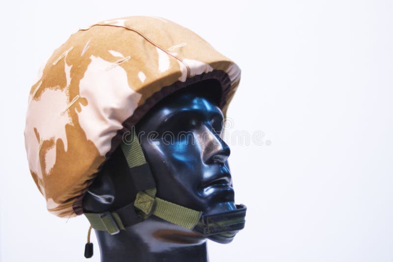 Soldier`s Helmet and Rifle stock photo. Image of helmet - 198157424