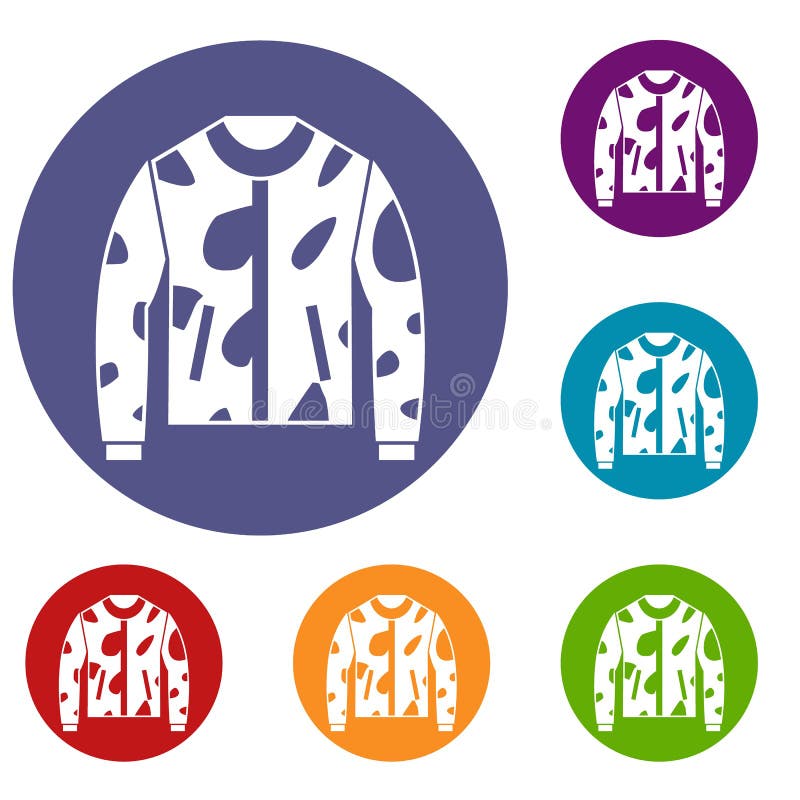 Camouflage Jacket Icons Set Stock Vector - Illustration of blog, shirt ...