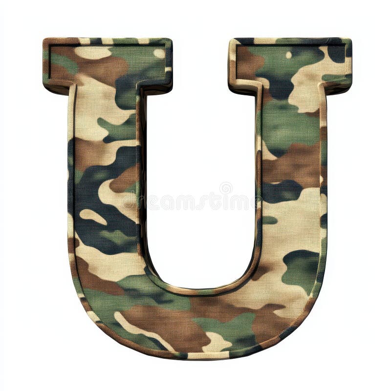 A Camouflage Letter "U" Designed with a Textured Military Pattern Stock ...