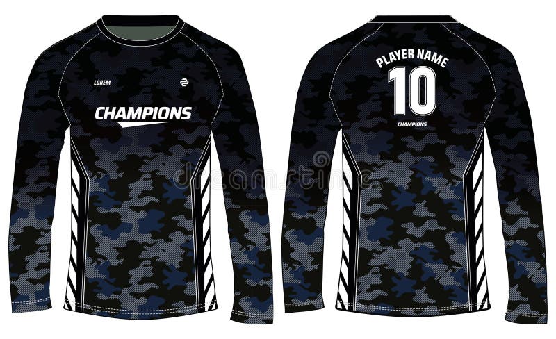 Camouflage Long Sleeve T Shirt Sports Jersey Design Concept Vector