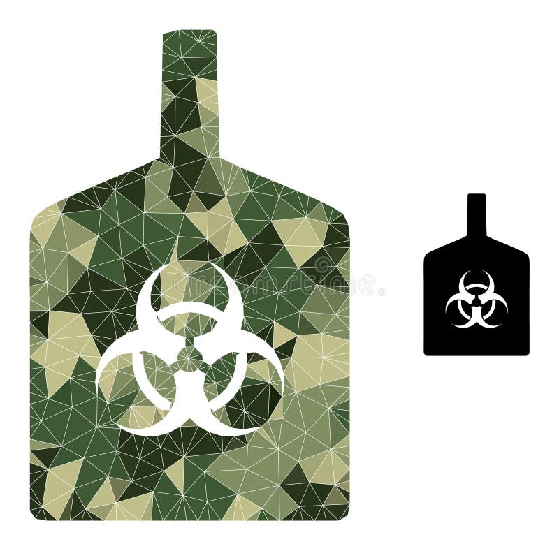 Low-Poly Mosaic Biohazard Bottle Icon in Camo Military Color Hues Stock ...