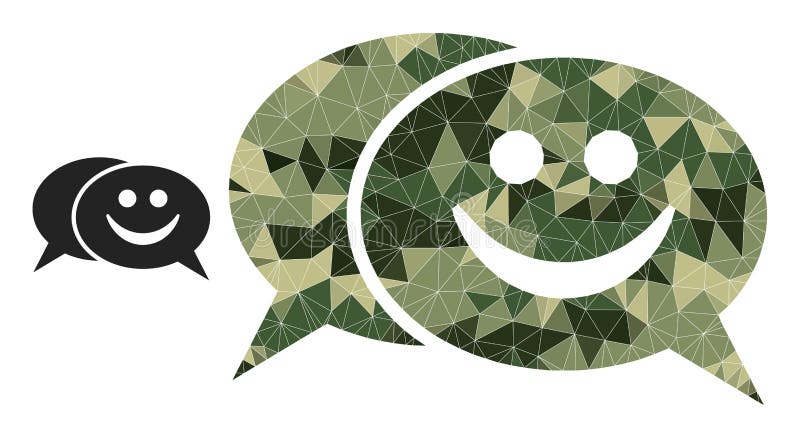 Lowpoly Mosaic Happy Chat Icon in Camouflage Military Colors Stock ...