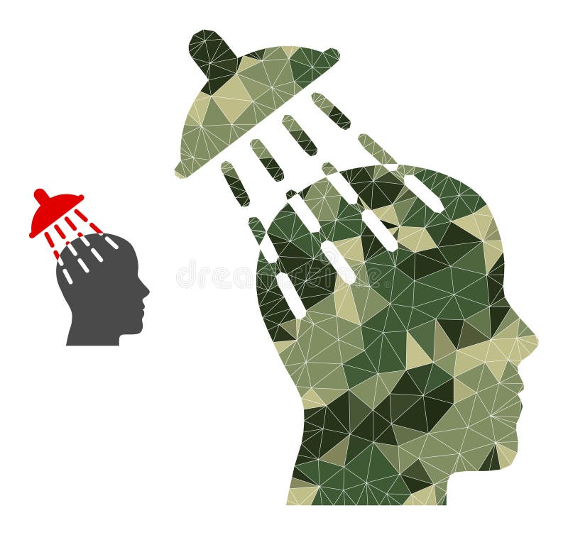 Triangle Mosaic Brainwashing Icon in Camouflage Military Color Hues ...