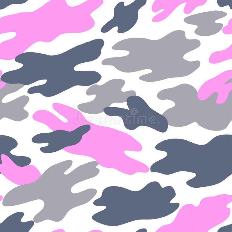 Camouflage Military Pattern with Pink Elements. Vector Seamless Pattern ...