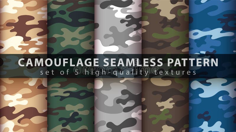 Camouflage Military Seamless Pattern - Set Six Items Stock Vector ...