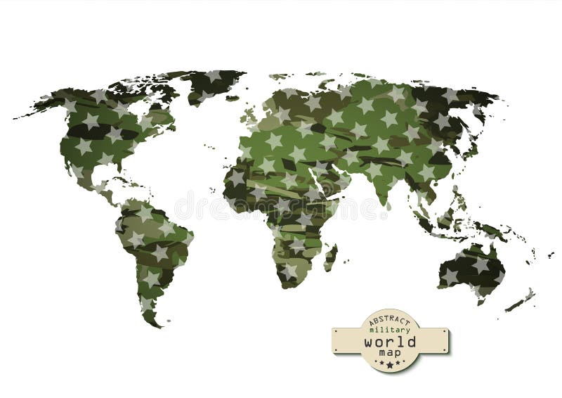 Camouflage Military World Map with Stars. Vector Stock Vector ...