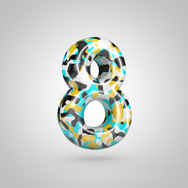 Camouflage Number 6 with Cyan, Black and Yellow Camouflage Pattern ...