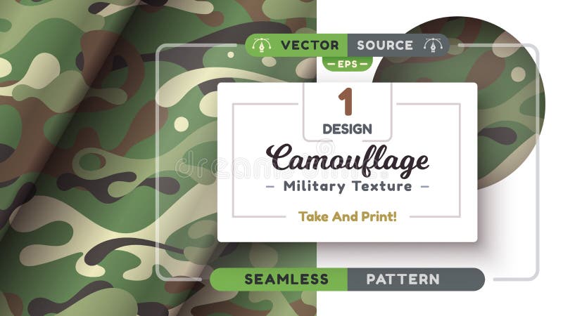 Camouflage Seamless Pattern, Military Texture, War Fabric Stock Vector ...