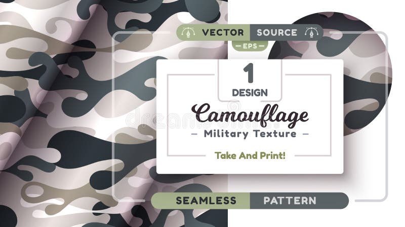 Camouflage Seamless Pattern, Military Texture, War Fabric Stock Vector ...