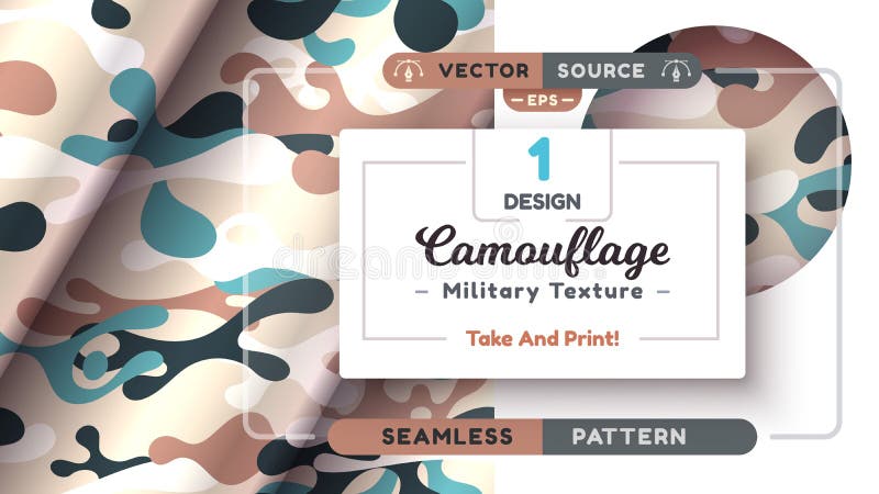 Camouflage Seamless Pattern, Military Texture, War Fabric Stock Vector ...