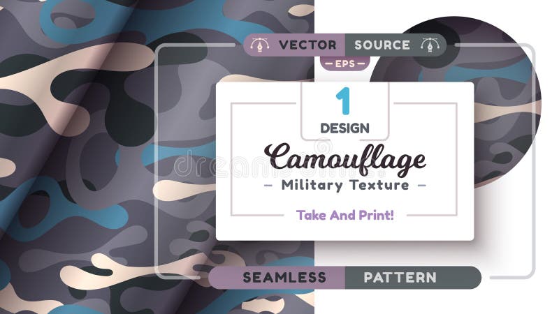 Camouflage Seamless Pattern, Military Texture, War Fabric Stock Vector ...
