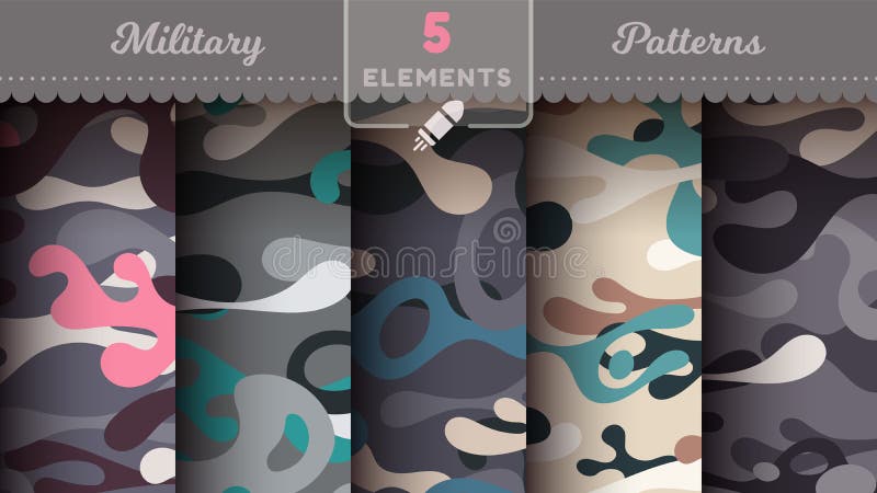 Camouflage Seamless Patterns, Military Texture, Bundle War Fabric Stock ...