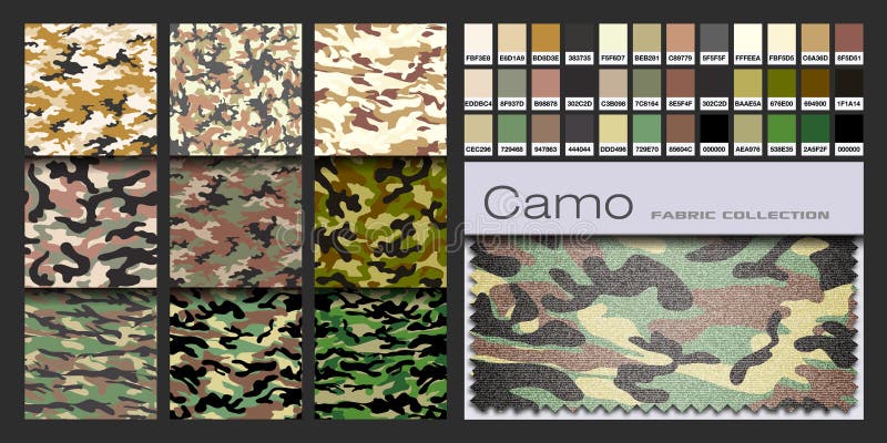 Camouflage Set Realistic Fabric Vector Stock Vector - Illustration of ...