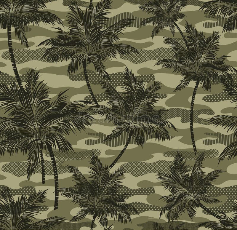 Camouflage Tropical Palm Trees Background Seamless Stock Vector ...