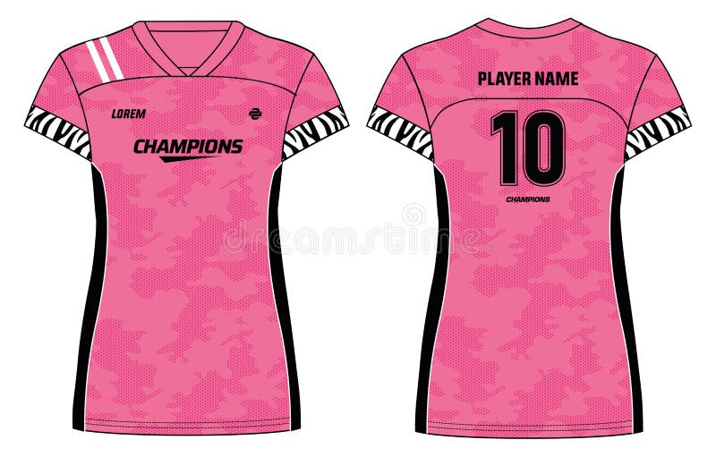 Camouflage Women Sports Jersey T Shirt Design Concept Illustration