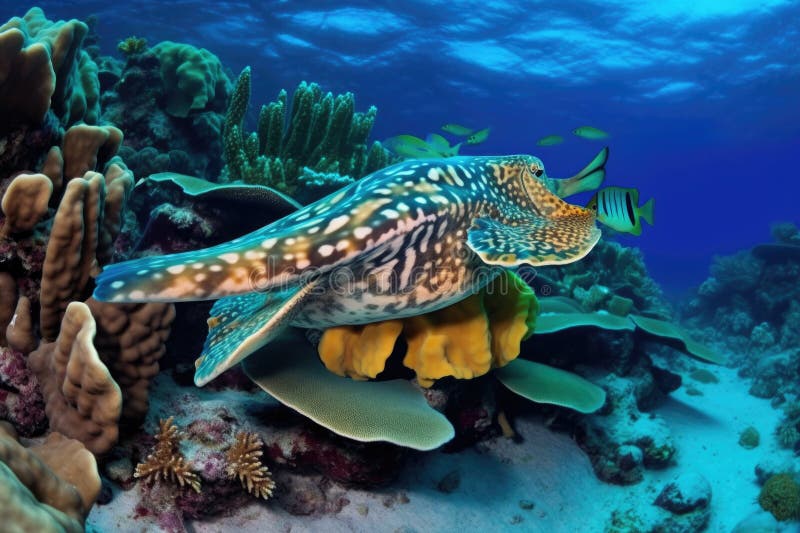 Camouflaged Cuttlefish Blending with Ocean Floor Stock Image - Image of ...