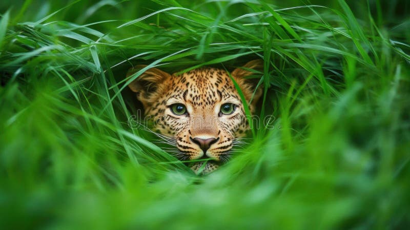 Camouflaged Leopard Hiding in Grass Captured in a Documentary ...