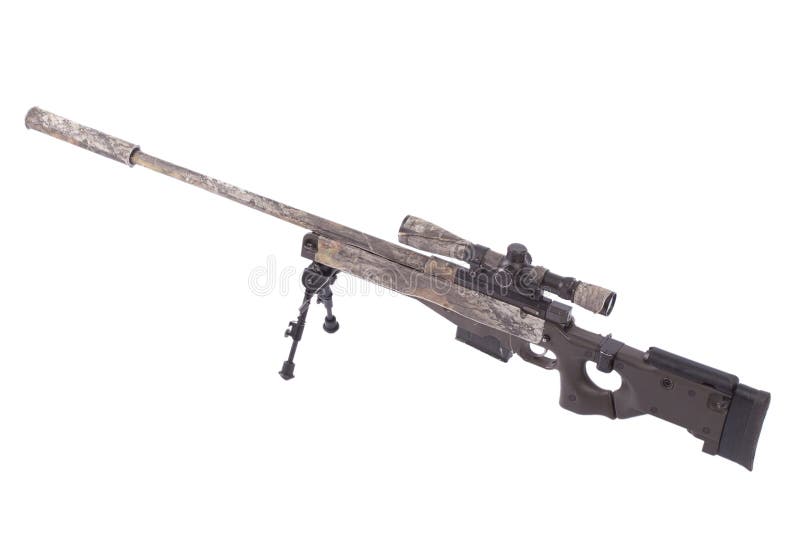 Modern Sniper Rifle without Telescopic Sight Isolate on White ...
