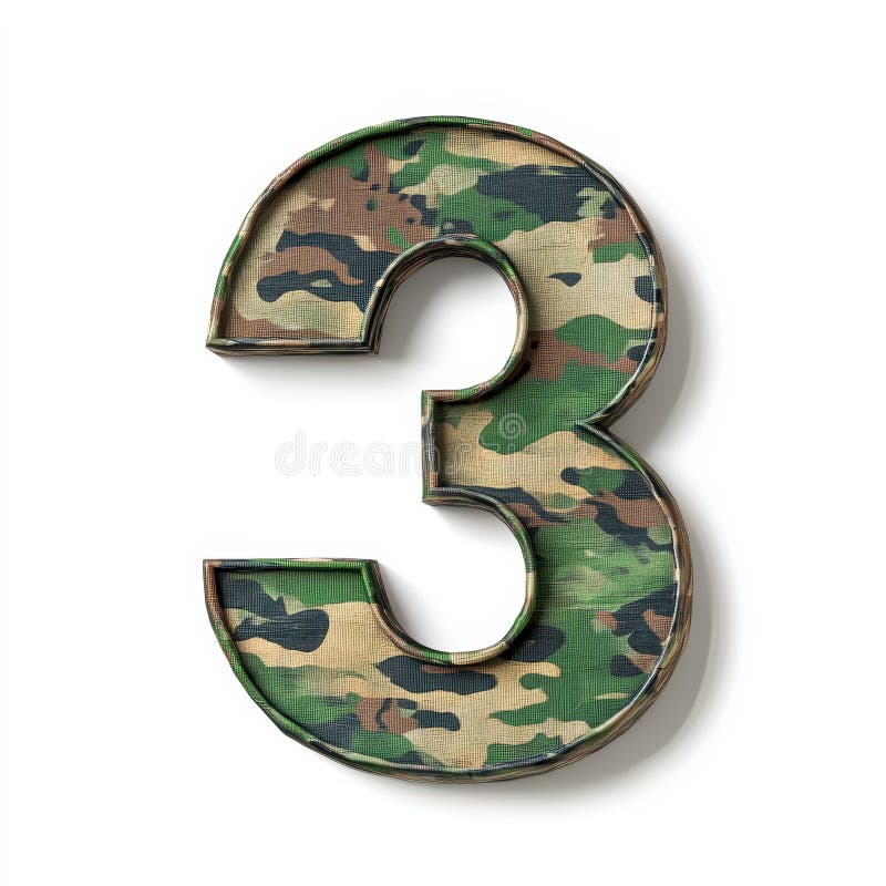 A Camouflaged Number Three, Designed with a Military Pattern for ...
