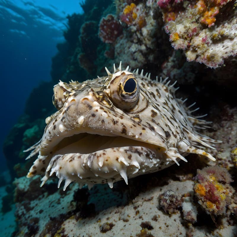 Camouflaged Oyster Toad Fish in a Crevice, Highlighting Its Unique ...