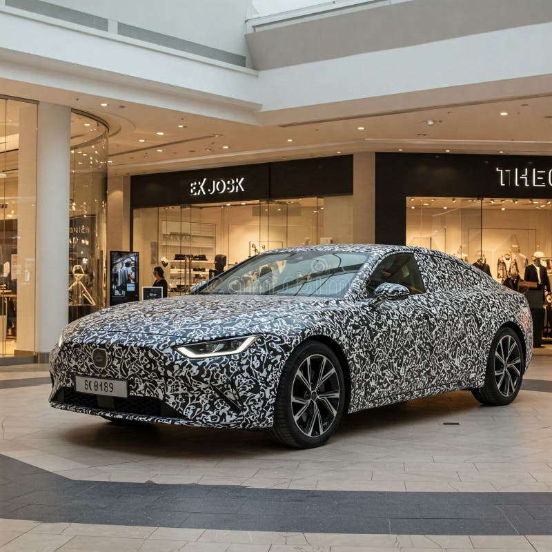 Camouflaged Prototype Car Shopping Mall (Generated with AI) Stock ...