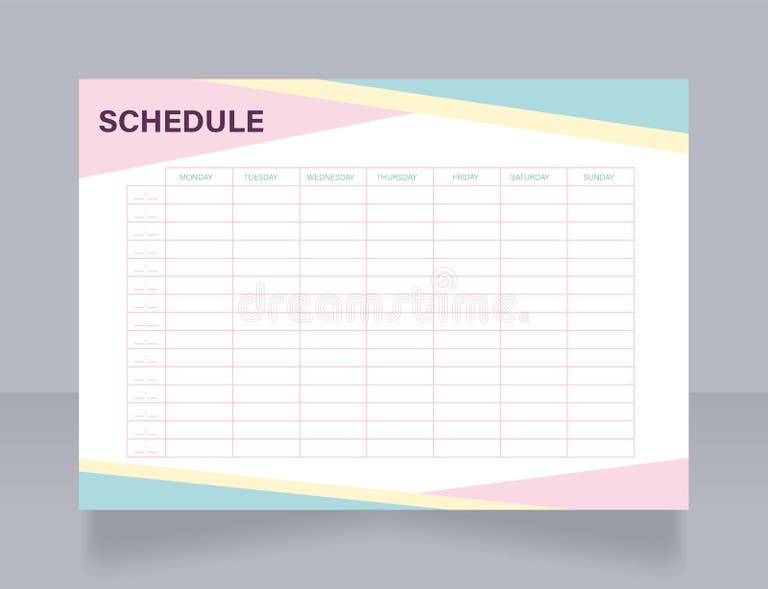 Camp Activities Schedule Worksheet Design Template Stock Vector ...