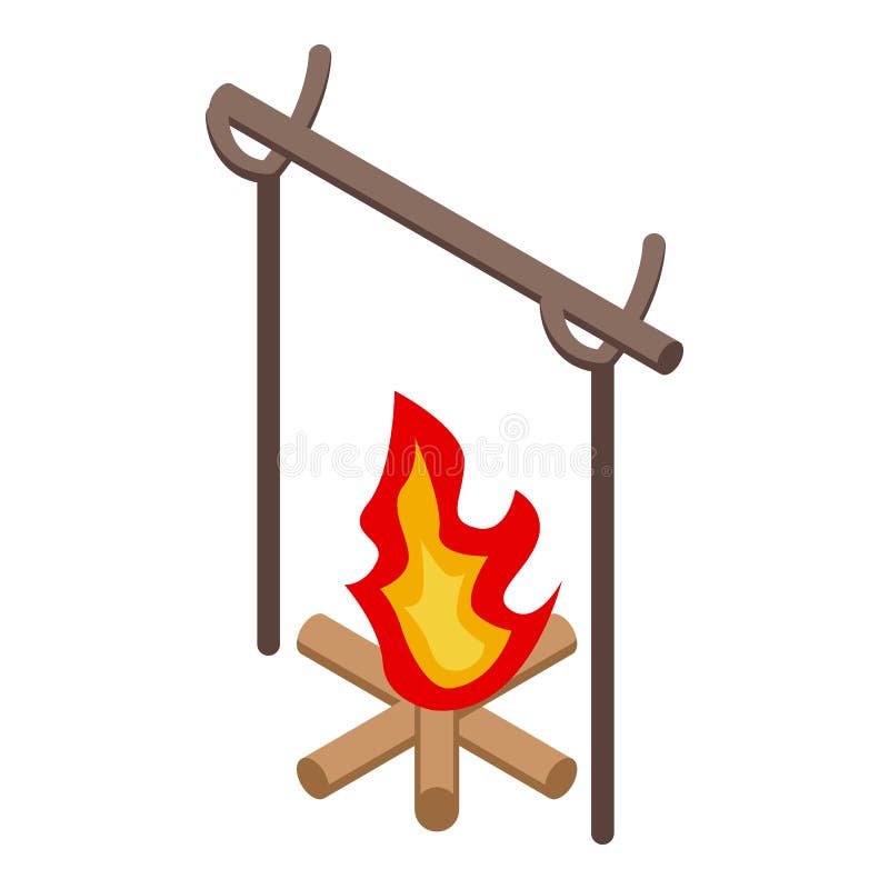 Camp Bonfire Icon Isometric Vector. Fire Night Stock Vector ...