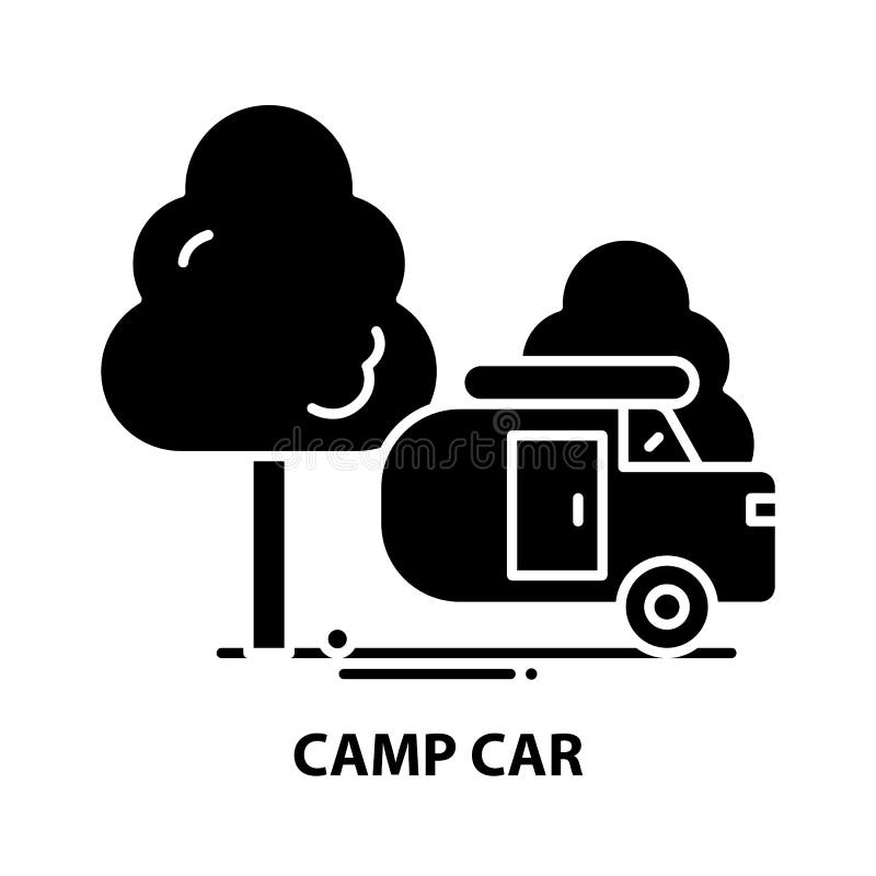 Camp Car Icon, Black Vector Sign with Editable Strokes, Concept ...