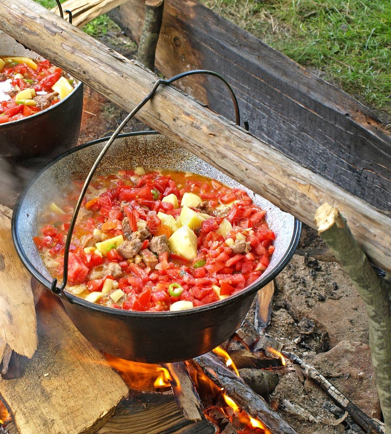 Camp cooking stock image. Image of delicious, cast, kettles - 22674757