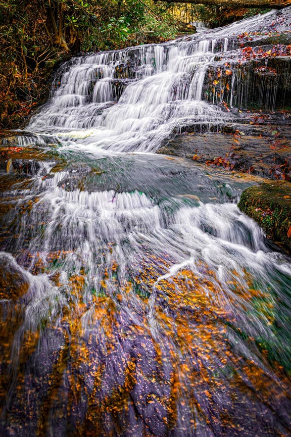 Camp Creek Waterfalls in the Fall, Full after Heavy Rain Stock Photo ...