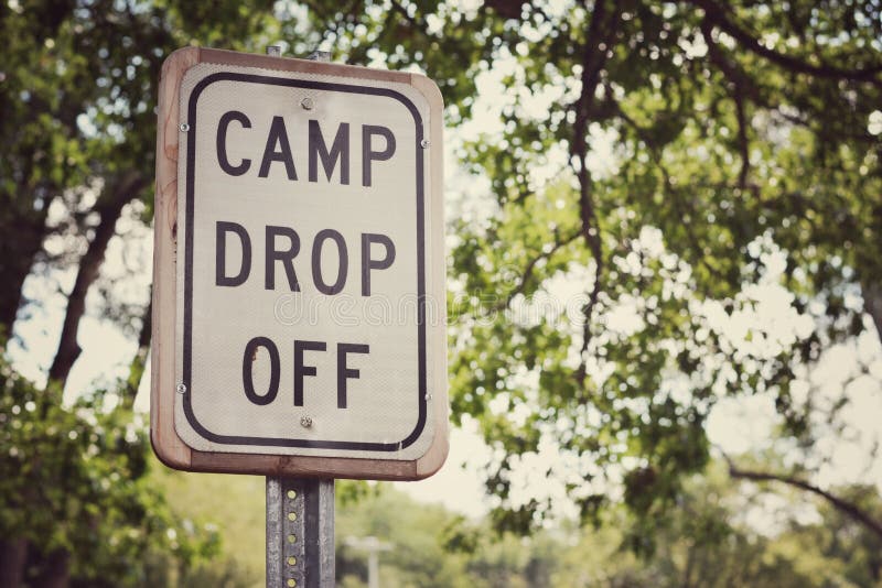 Camp Drop Off sign stock image. Image of children, education - 59274635