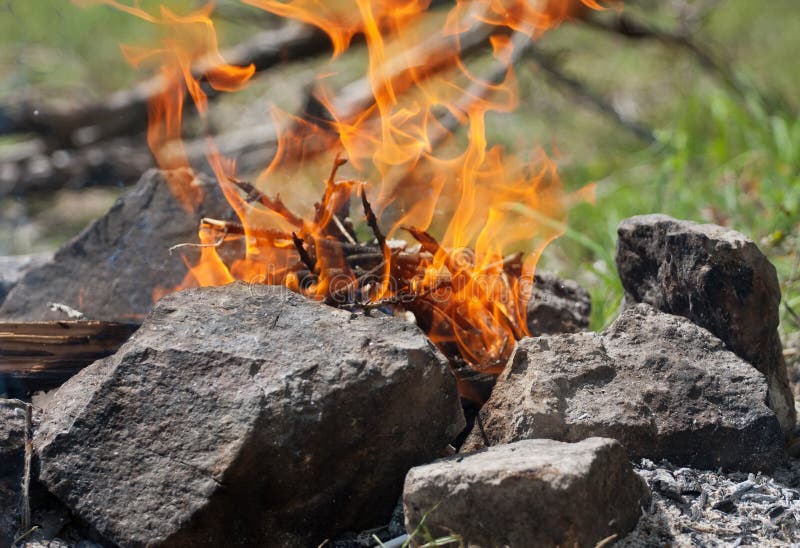 Camp fire stock image. Image of bright, stones, trees - 27388339