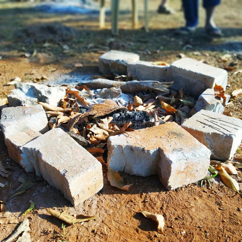 Camp fire ashes stock image. Image of ashes, bricks - 146559195