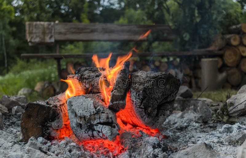 Camp fire stock image. Image of temperature, hatchet - 56389391