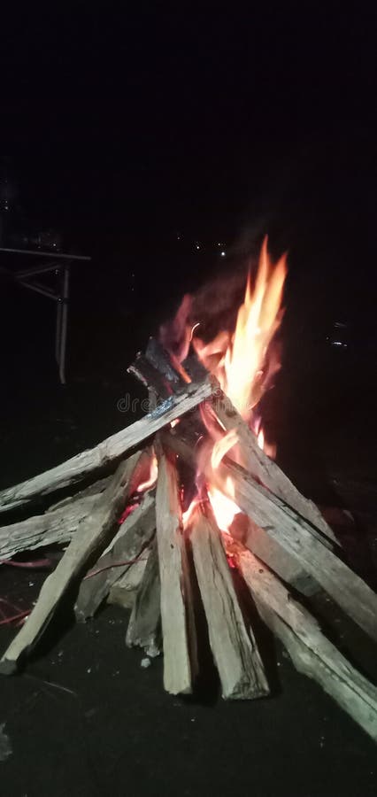 Camp Fire in the Camp Ground at Great Night Stock Photo - Image of camp ...