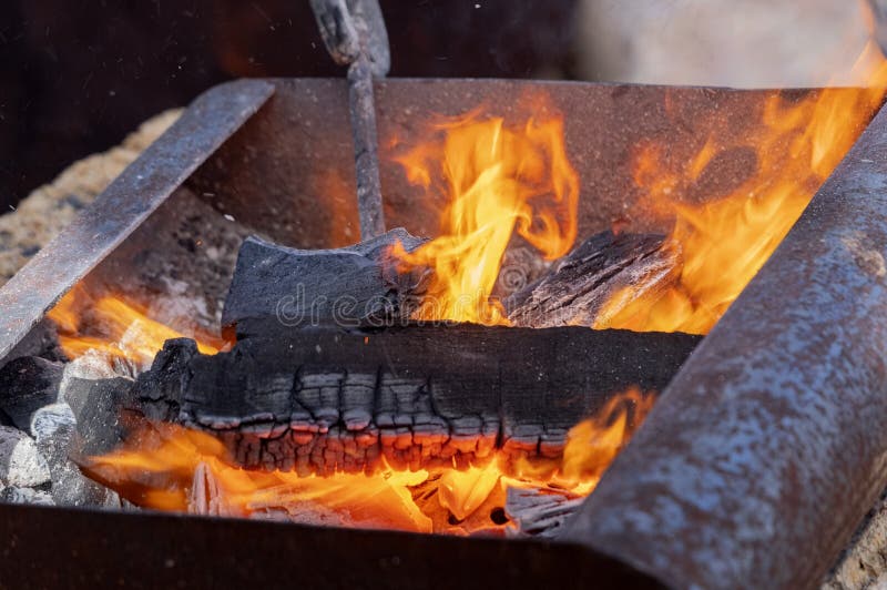 Camp Fire macro stock image. Image of bright, fireside - 232090435