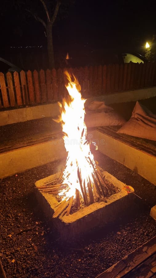 Camp Fire Night Out stock photo. Image of temple, wood - 262554768