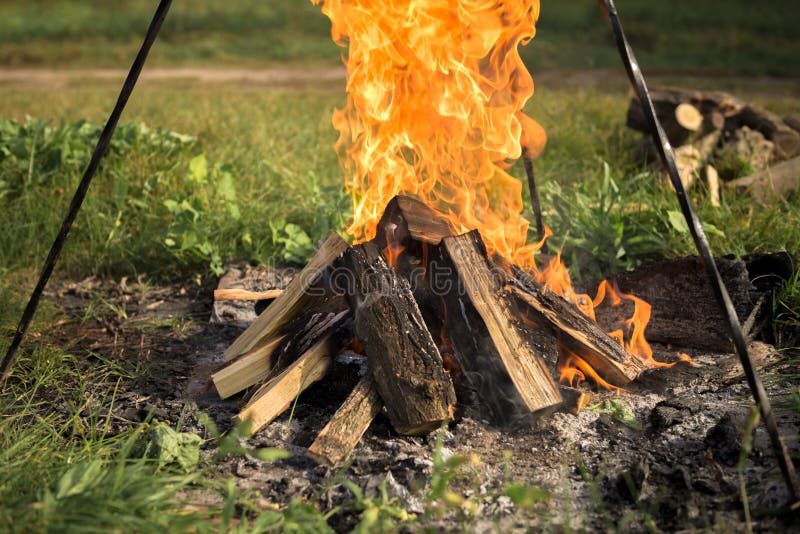 Camp fire outdoors burning stock image. Image of hiking - 52066851