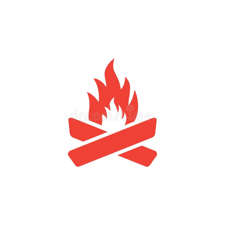 Camp Fire Red Icon on White Background. Red Flat Style Vector ...